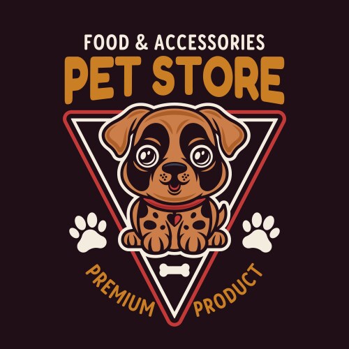 Pet store emblem concept with cute cartoon Vector Image