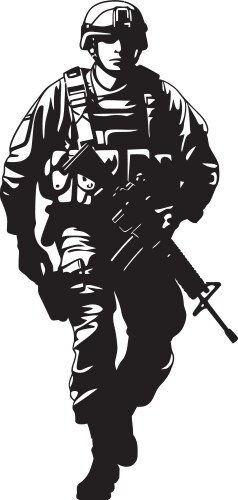Strategic defender elegant soldier with gun Vector Image