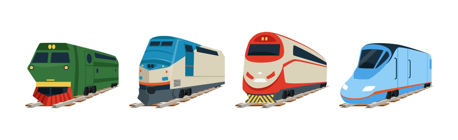 High speed train vessel on rail in perspective Vector Image