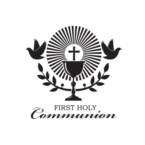 First Communion Logo Italian Silver First Communion Girl Icon On A