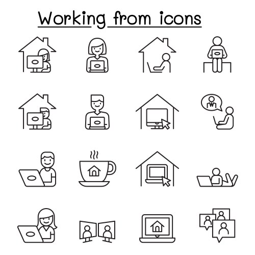 Line home room types icons Royalty Free Vector Image