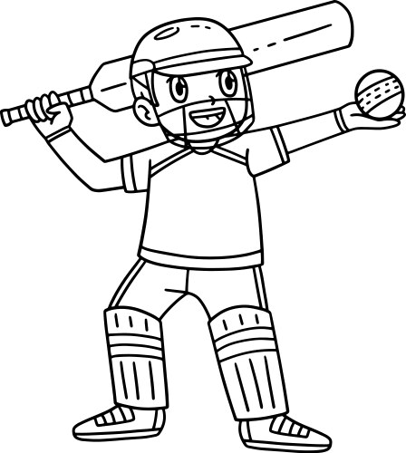 Cricket fielder catching ball isolated coloring Vector Image