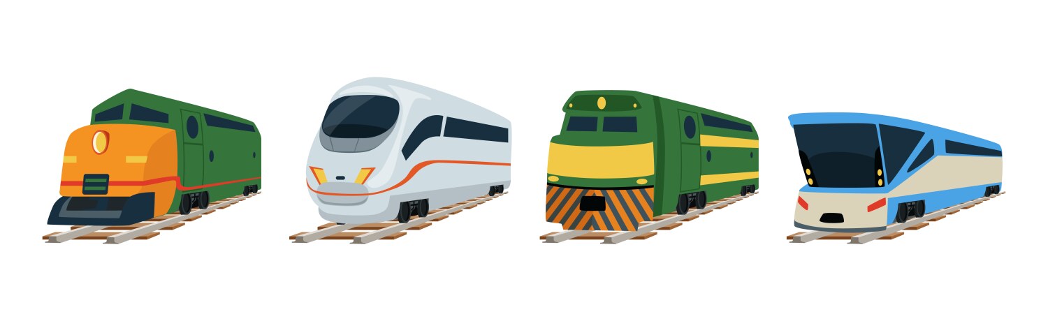 High speed train vessel on rail in perspective Vector Image