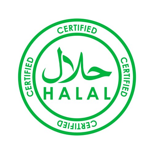 Islamic halal meal gold certified signs Royalty Free Vector