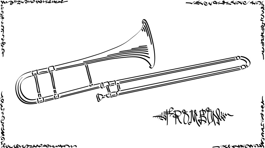 Musical animals hippo trombone Royalty Free Vector Image