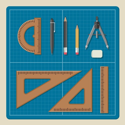 Architectural house technical draw Royalty Free Vector Image