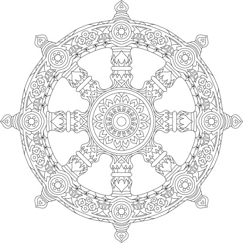 Buddhist dharma wheel icon Royalty Free Vector Image