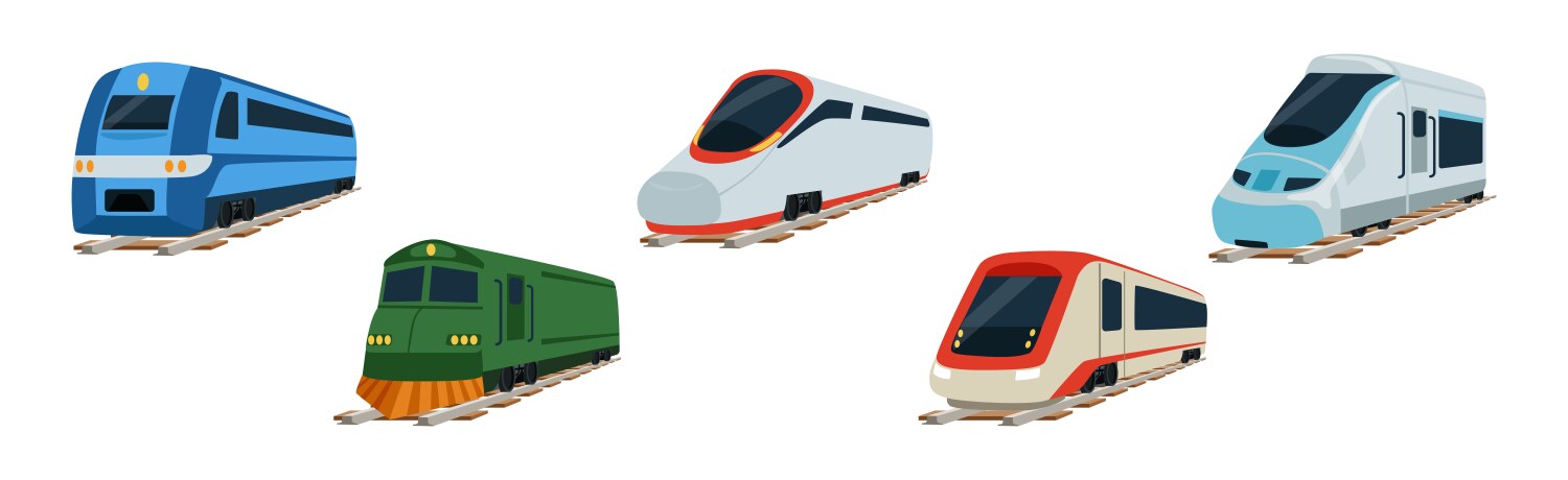 High speed train vessel on rail in perspective Vector Image