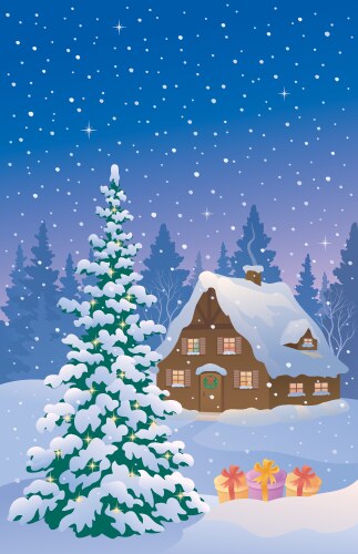 Christmas night scene Royalty Free Vector Image