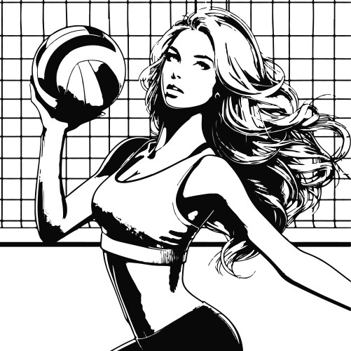 Volleyball girl art Royalty Free Vector Image - VectorStock