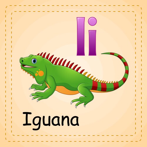 Letter i is for iguana cartoon alphabet Royalty Free Vector