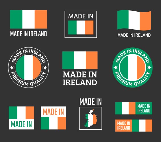 Made in ireland labels set republic Royalty Free Vector