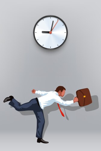 Clock placing on top of faint businessman Vector Image