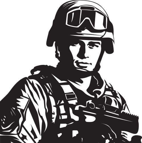 Commando defender elegant soldier holding gun Vector Image