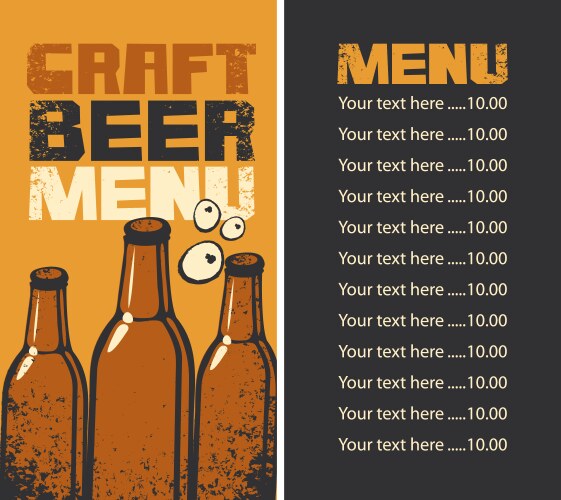 Beer menu with price list and glass in hand Vector Image
