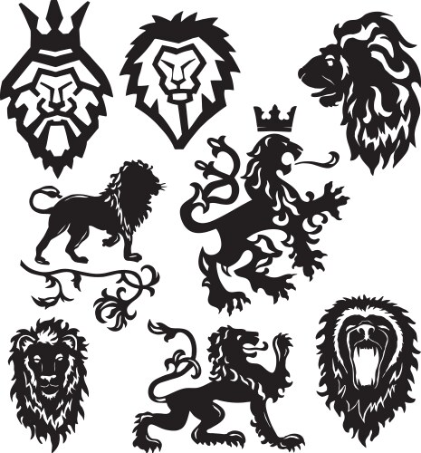 Heraldic tiger silhouette set Royalty Free Vector Image