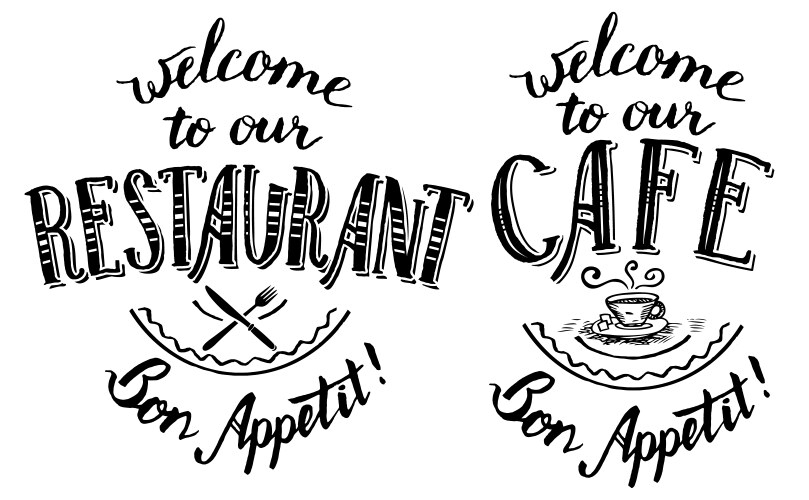 Restaurant logo or label emblems for menu design Vector Image