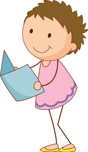 Happy boy reading book alone Royalty Free Vector Image