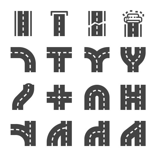 Top view road elements street junction and roads Vector Image