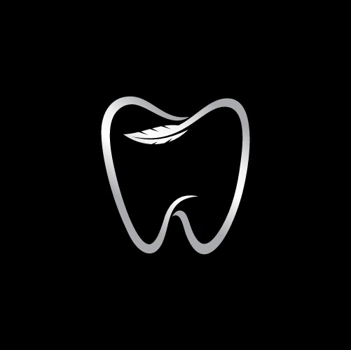Tooth logo with feather silhouette Royalty Free Vector Image