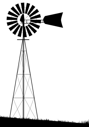 Windpump silhouette Royalty Free Vector Image - VectorStock