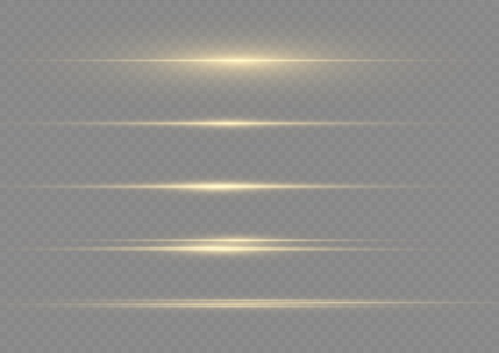 Laser beams horizontal light rays yellow line Vector Image