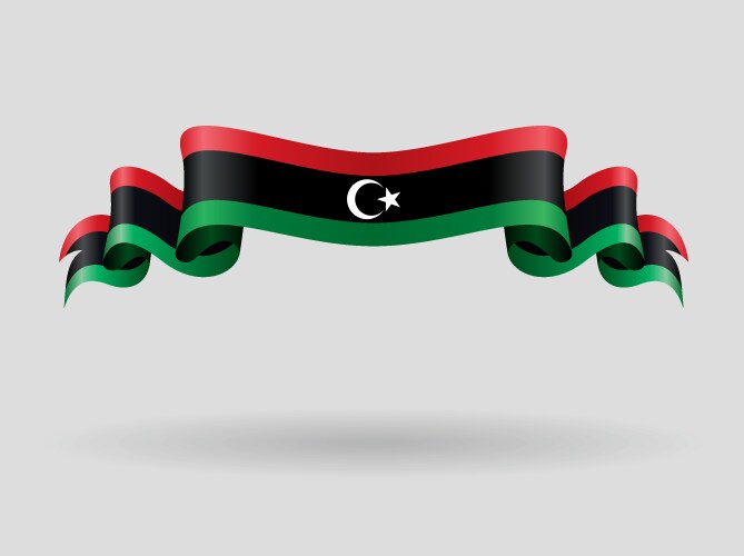 Libyan flag wavy abstract background Royalty Free Vector