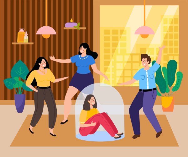Introvert and extrovert people flat recolor set Vector Image Introvert and extrovert people flat recolor set Vector Image