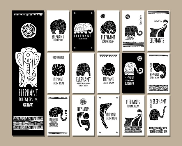 Elephant family circle frame for your design Vector Image