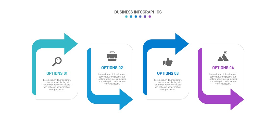 Horizontal progress bar featuring 4 arrow-shaped Vector Image