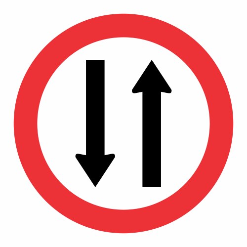 Two way traffic road sign Royalty Free Vector Image
