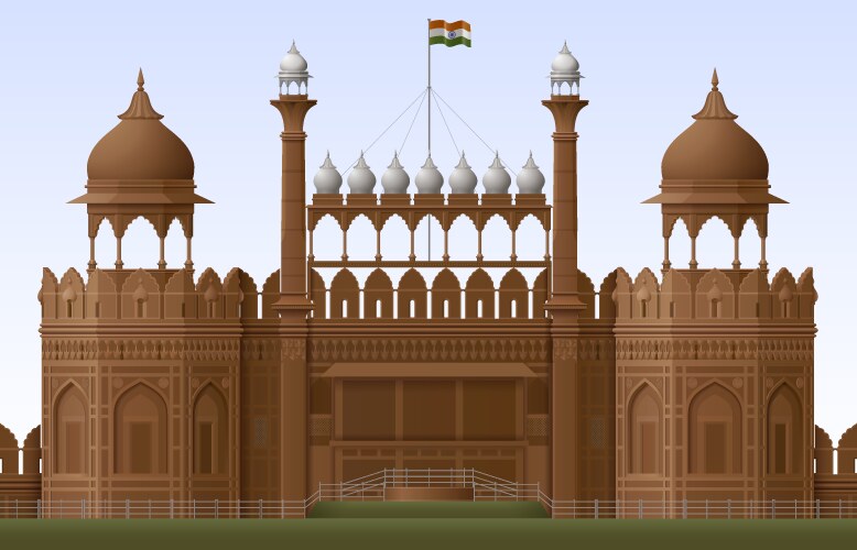 Indian maratha fort with flag Royalty Free Vector Image