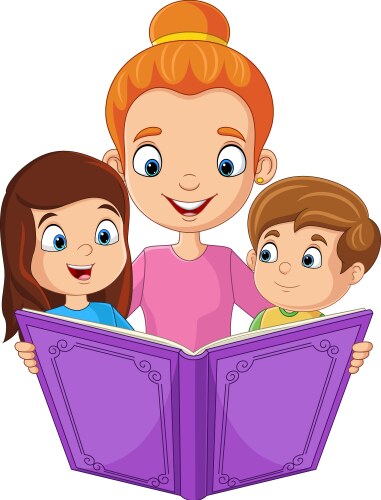 Cartoon Family Read A Bedtime Story Royalty Free Vector