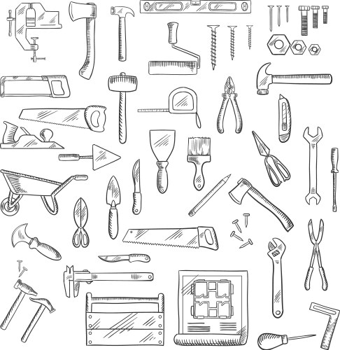Repair tool sketch for construction and carpentry Vector Image