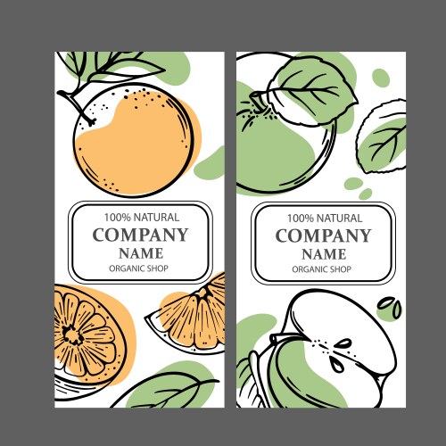 Pear orange labels vertical sketch Royalty Free Vector Image