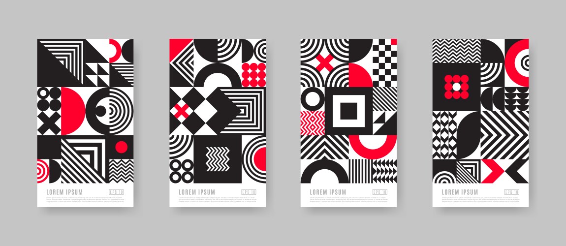 Geometric shapes patterns abstract bauhaus poster Vector Image