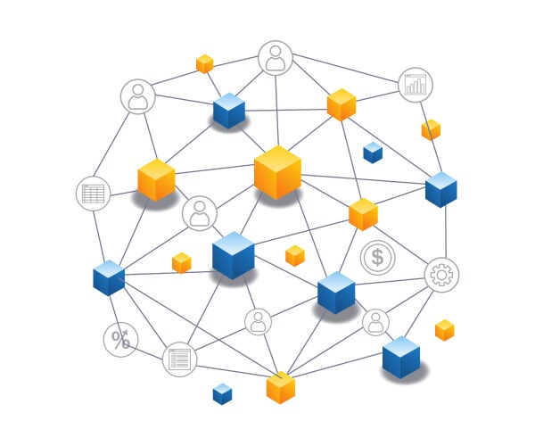 Blockchain technology business network analysis Vector Image