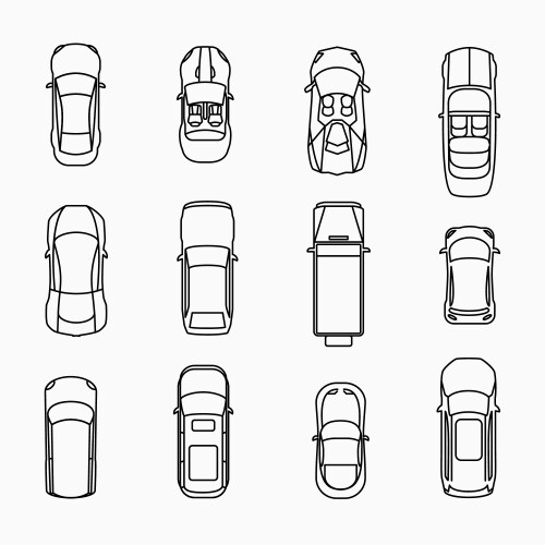 Car icons top view Royalty Free Vector Image - VectorStock