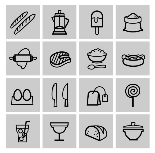 Cooking instruction icons set Royalty Free Vector Image