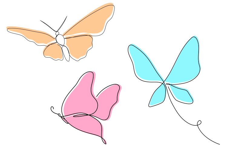 Continuous Line Butterfly Vector Images (over 1,400)