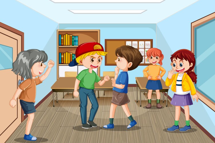 Bullying kids school scene Royalty Free Vector Image