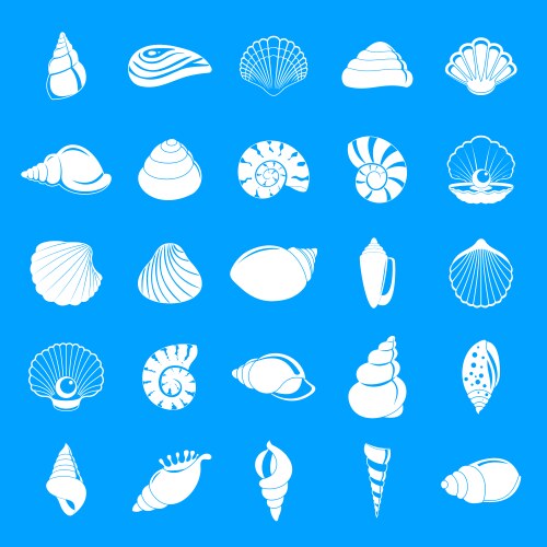 Sea shell icons set simple style Royalty Free Vector Image