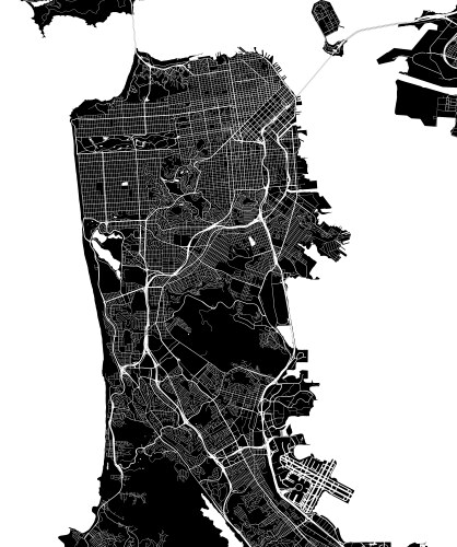 San francisco city plan detailed map Royalty Free Vector