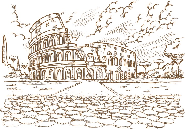 Drawing roman colosseum Royalty Free Vector Image