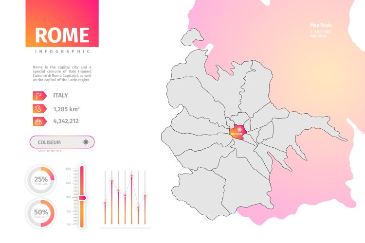 Hand drawn rome map infographics Royalty Free Vector Image