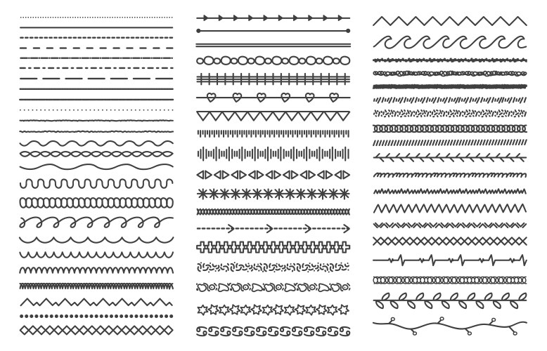 Hand drawn doodle lines vintage underline border Vector Image