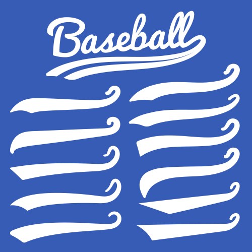 Baseball tails swoosh swash swish typography Vector Image