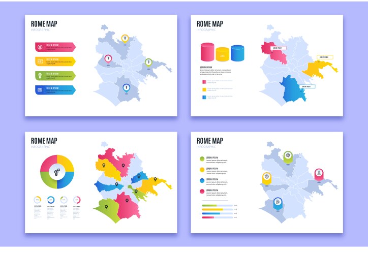 Gradient rome map infographics Royalty Free Vector Image