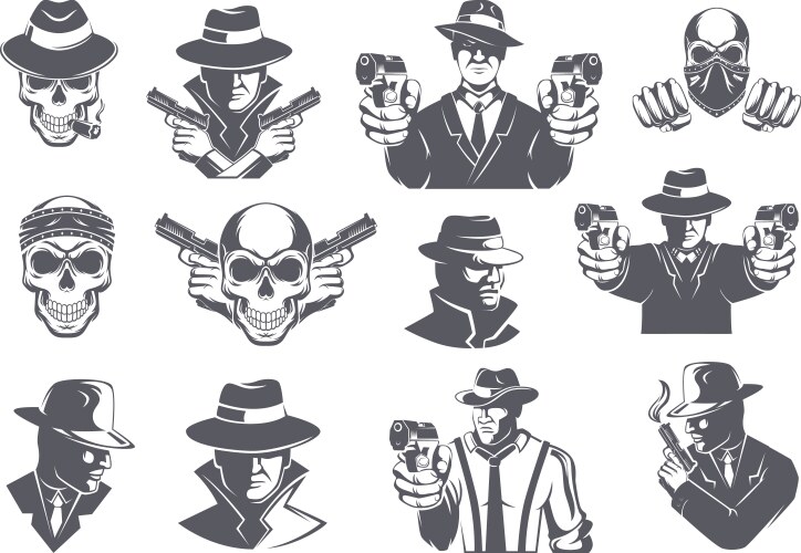 Mafia and gangsters set Royalty Free Vector Image