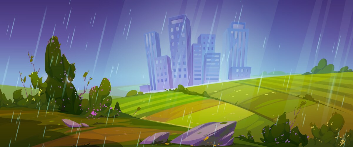 Raining in the rain scene Royalty Free Vector Image